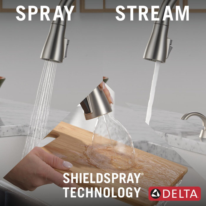 Delta Capertee Pull Down Sprayer Kitchen Sink Faucet with Matching Soap ...