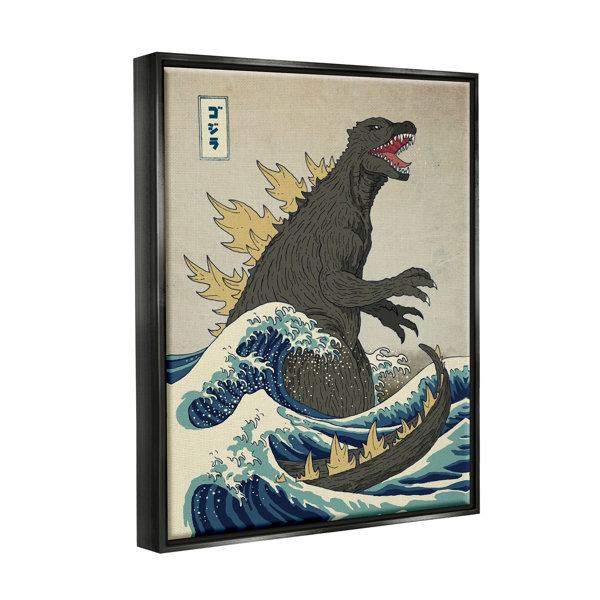 Stupell Industries Godzilla In The Waves Eastern by Michael Buxton ...