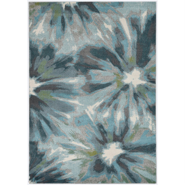 Wildon Home® Lesterny Performance Teal/Brown Rug | Wayfair