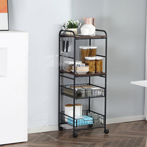 HomCom Metal Kitchen Cart & Reviews | Wayfair