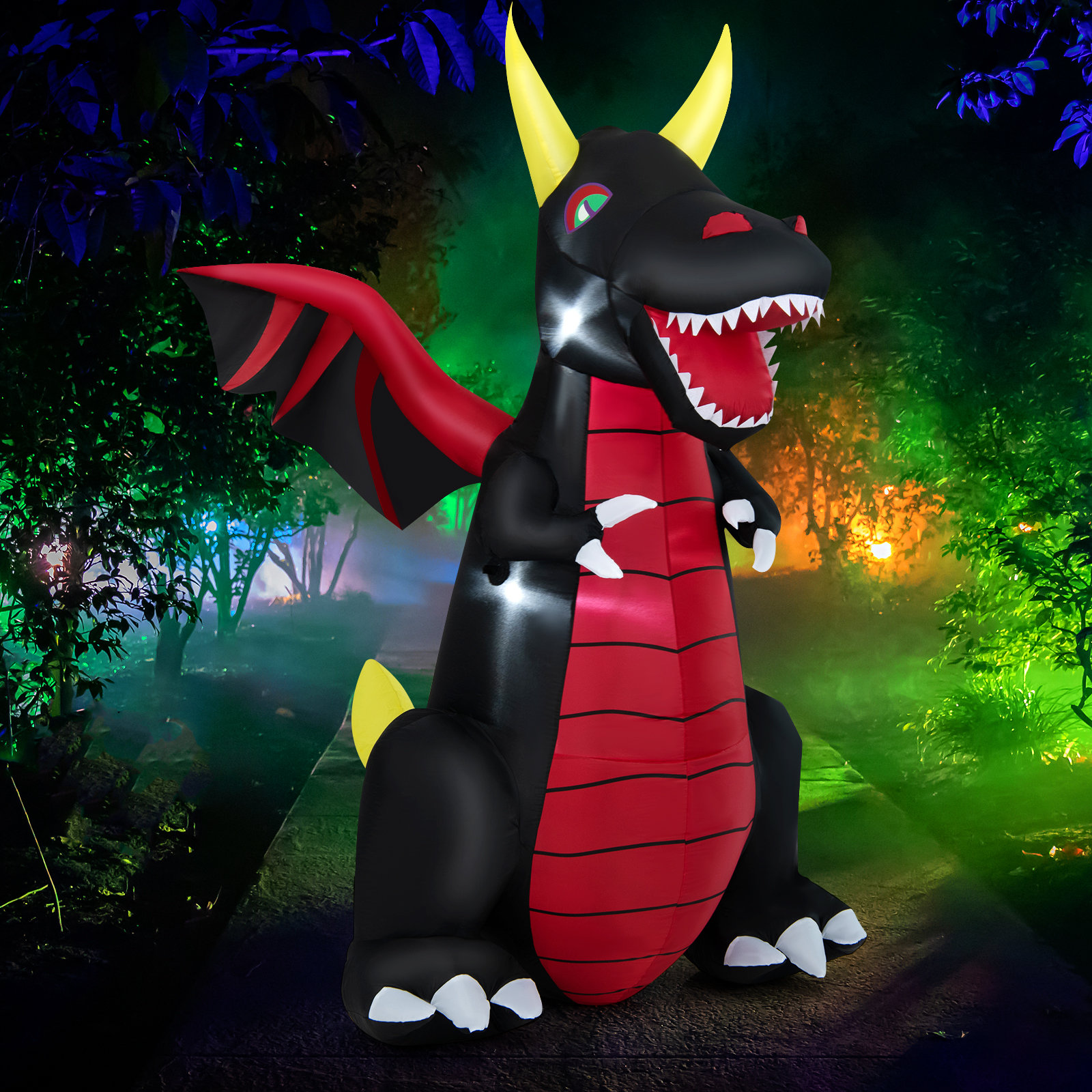 The Holiday Aisle® 8 Ft Tall Halloween Inflatable Dragon Indoor Outdoor ...