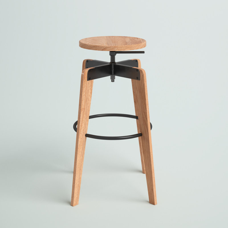 Steelside™ Hull Solid Wood Adjustable Height Stool | Wayfair