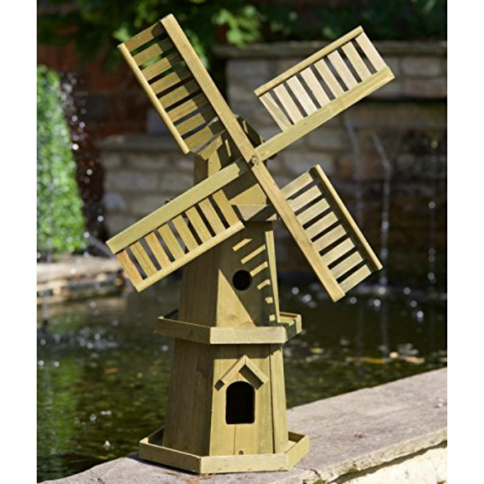 Dakota Fields Haga Large Freestanding Wooden Garden Windmill | Wayfair ...