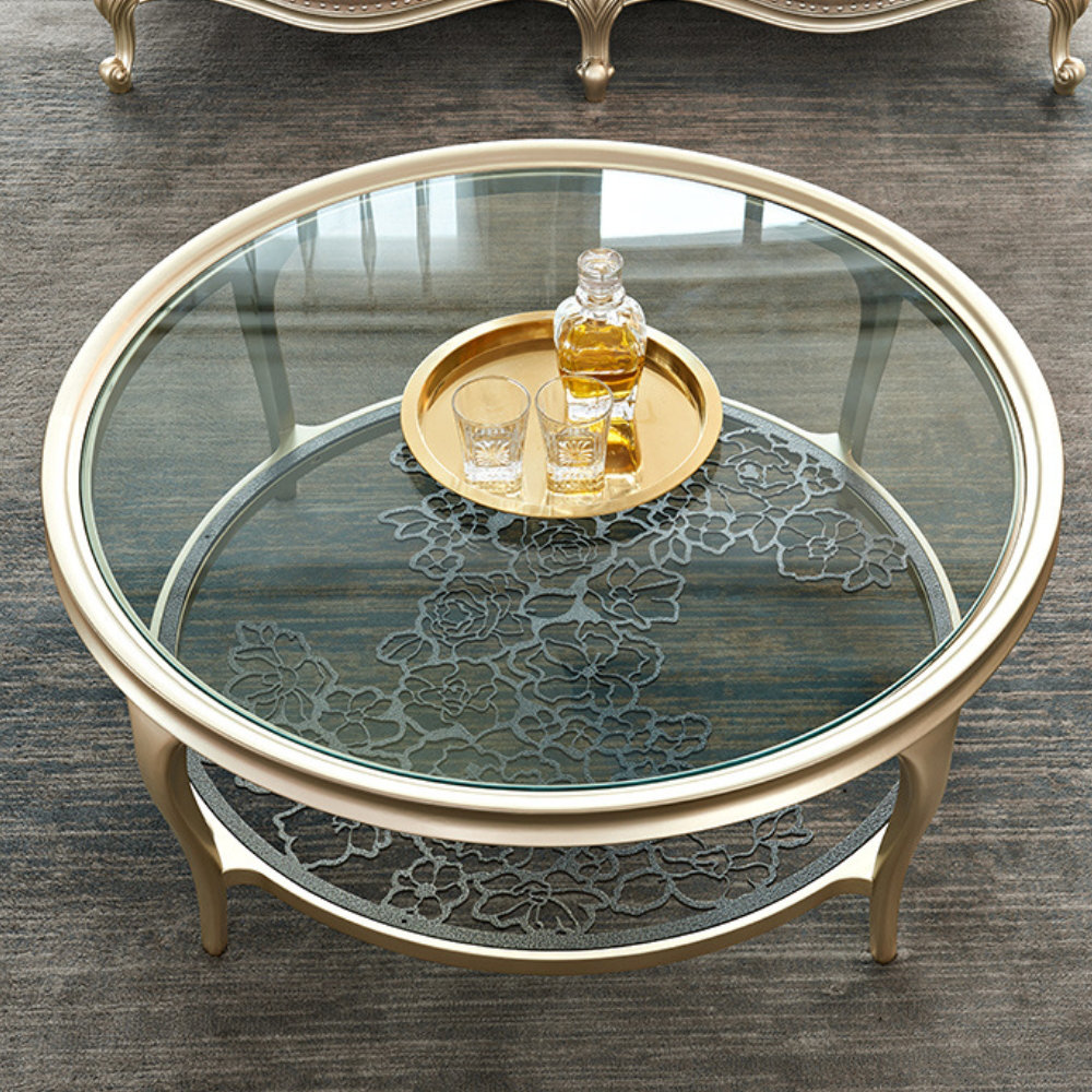 One Allium Way® American Tea Table Living Room Toughened Glass Round ...