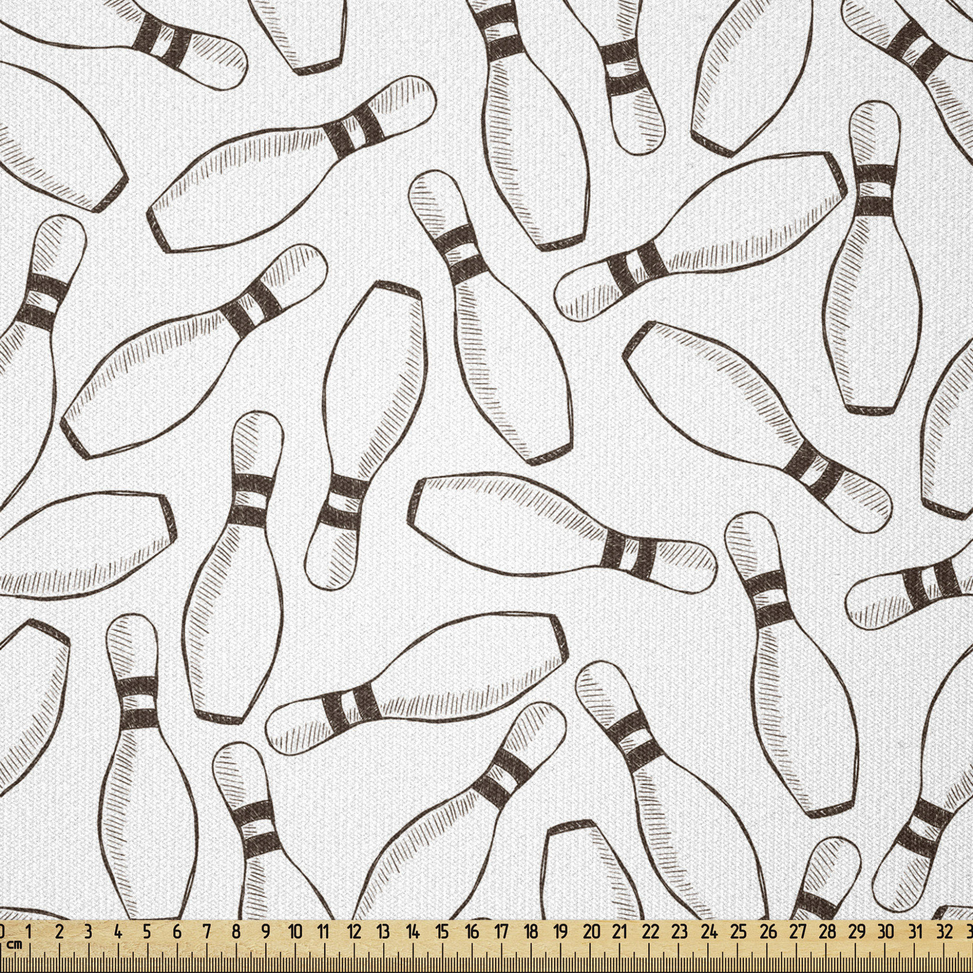 East Urban Home Bowling Party Fabric By The Yard, Sketchy Bowling Pins ...