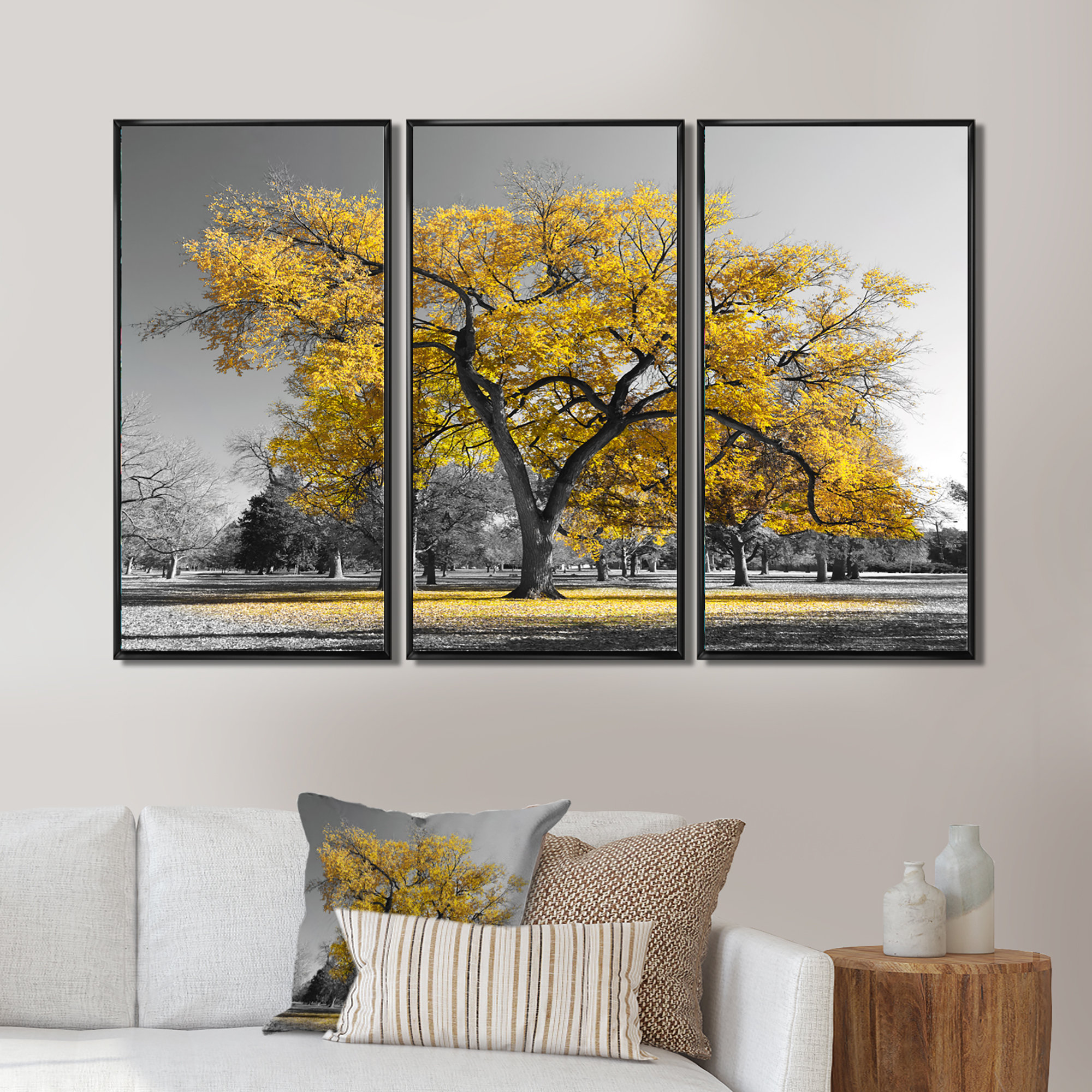 Ebern Designs Big Tree - 3 Piece Floater Frame Photograph Set on Canvas ...