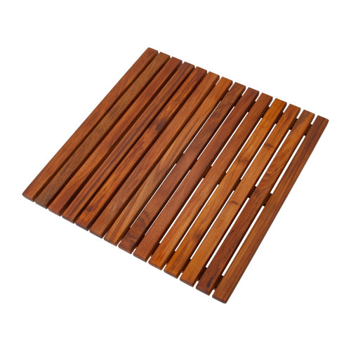 Breakwater Bay Yessenia Rectangle Teak & Wood Striped Shower mat ...