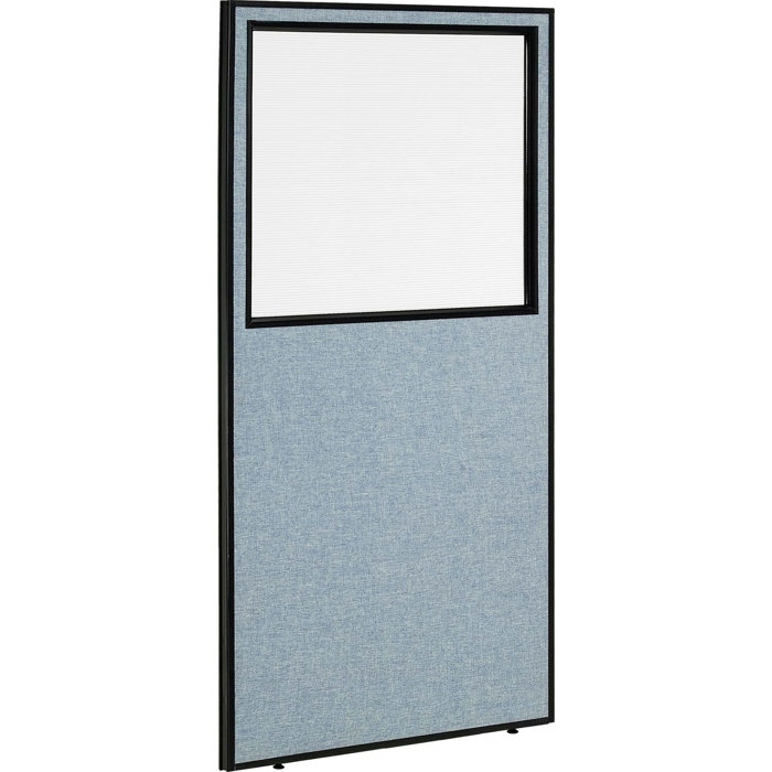 Interion Blue Office Partition Panel With Partial Window | Wayfair