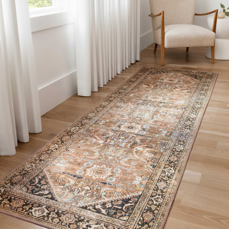 Bungalow Rose Vache Oriental Orange/Beige Area Rug & Reviews | Wayfair