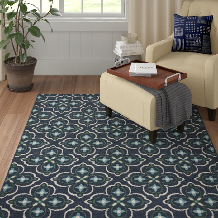 Bungalow Rose Tarawa Blue Indoor/Outdoor Rug | Wayfair