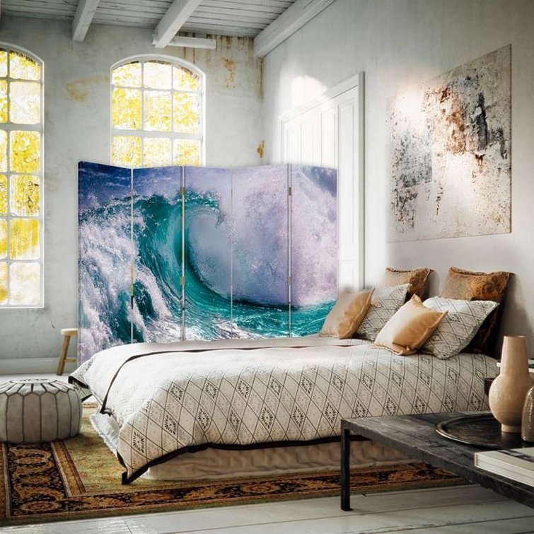 Highland Dunes Agitated Wave Canvas 5 Panel Room Divider | Wayfair.co.uk