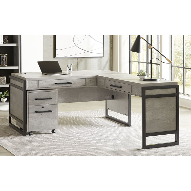 Martin Furniture Modern Wood Laminate Open L-Desk & Return, Writing ...