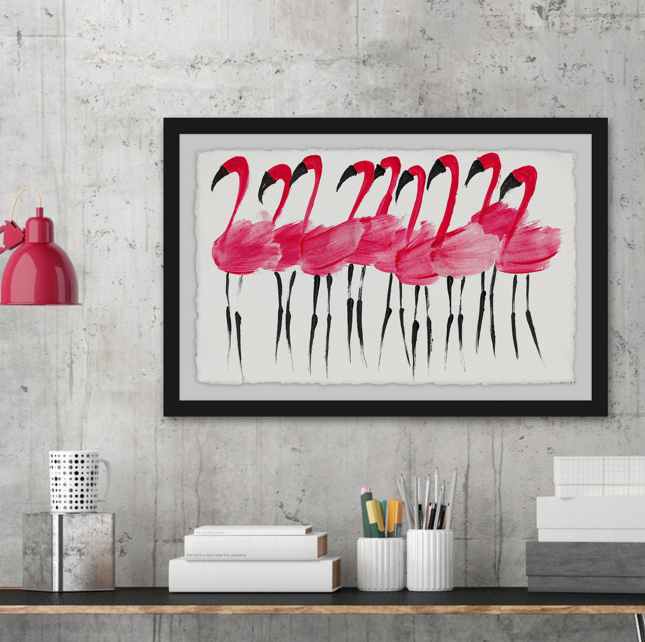 Everly Quinn Pink Flamingos - Picture Frame Graphic Art | Wayfair