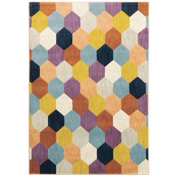 Latitude Run® Hennix Performance Orange/Yellow/Blue Rug | Wayfair
