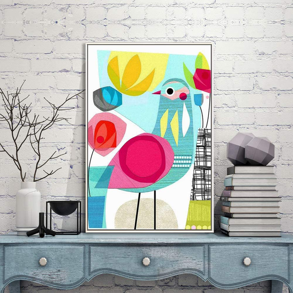 IDEA4WALL Abstract Bird House - Floater Frame Graphic Art on Canvas ...