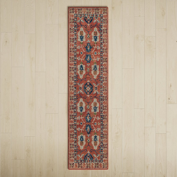 Birch Lane™ Adrien Handmade Wool Red/Beige/Blue Rug & Reviews | Wayfair