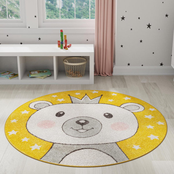 Unique Loom Whimsy Penny Yellow/Blue/Ivory Kid Rug | Wayfair