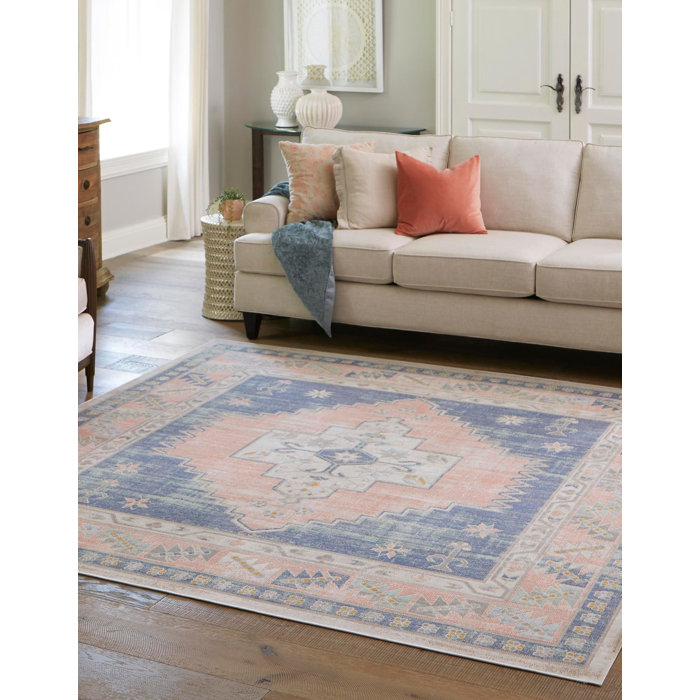 Bungalow Rose Shauntrelle Performance French Blue Rug & Reviews | Wayfair
