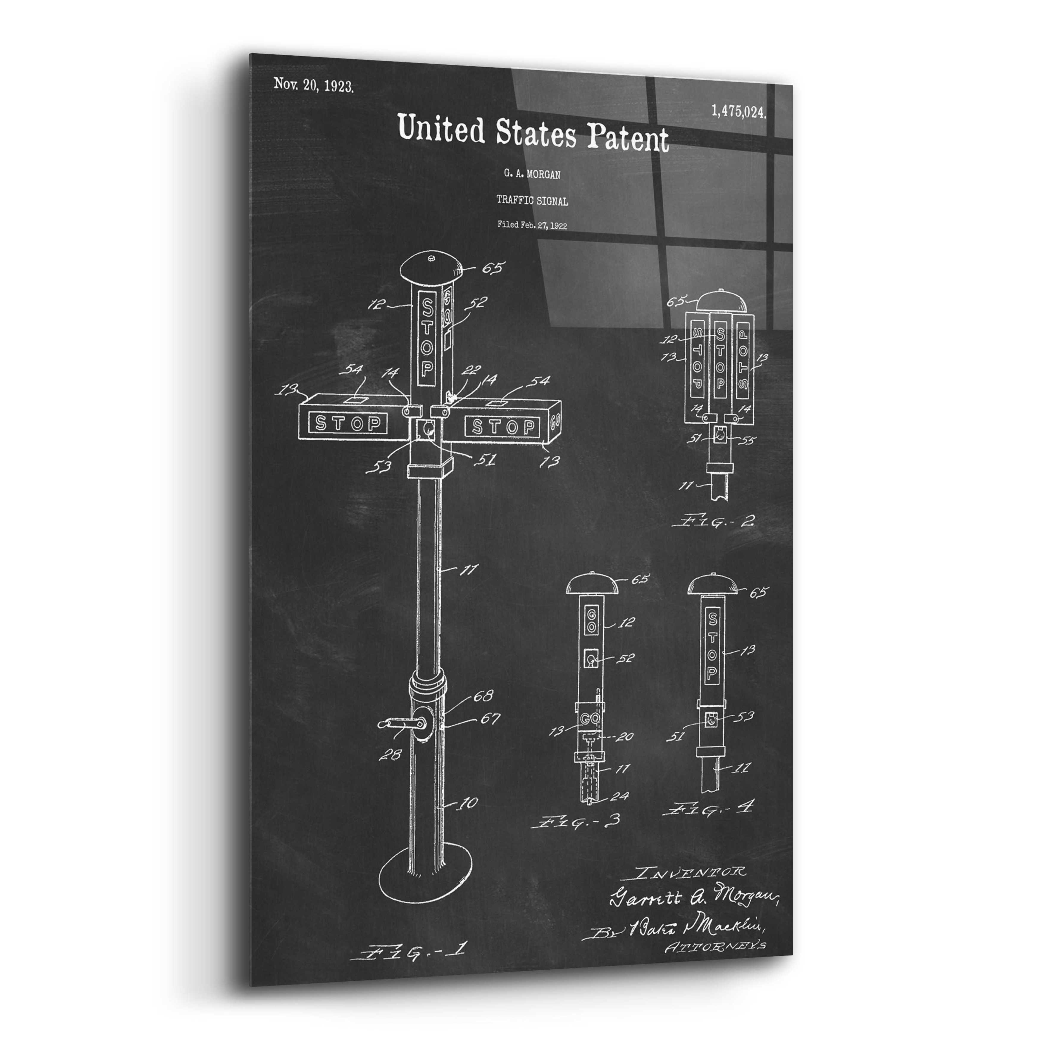 17 Stories Vintage Traffic Signal Blueprint Patent Chalkboard - Graphic ...