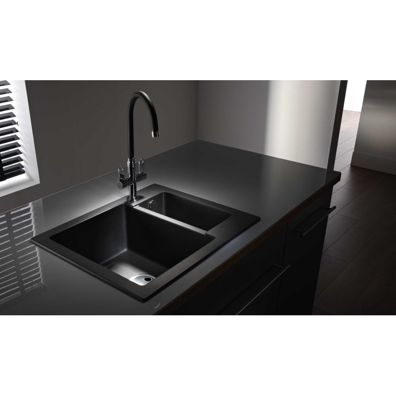 Abode Zero 500mm W Double Bowl Granite Composite Undermount Kitchen ...