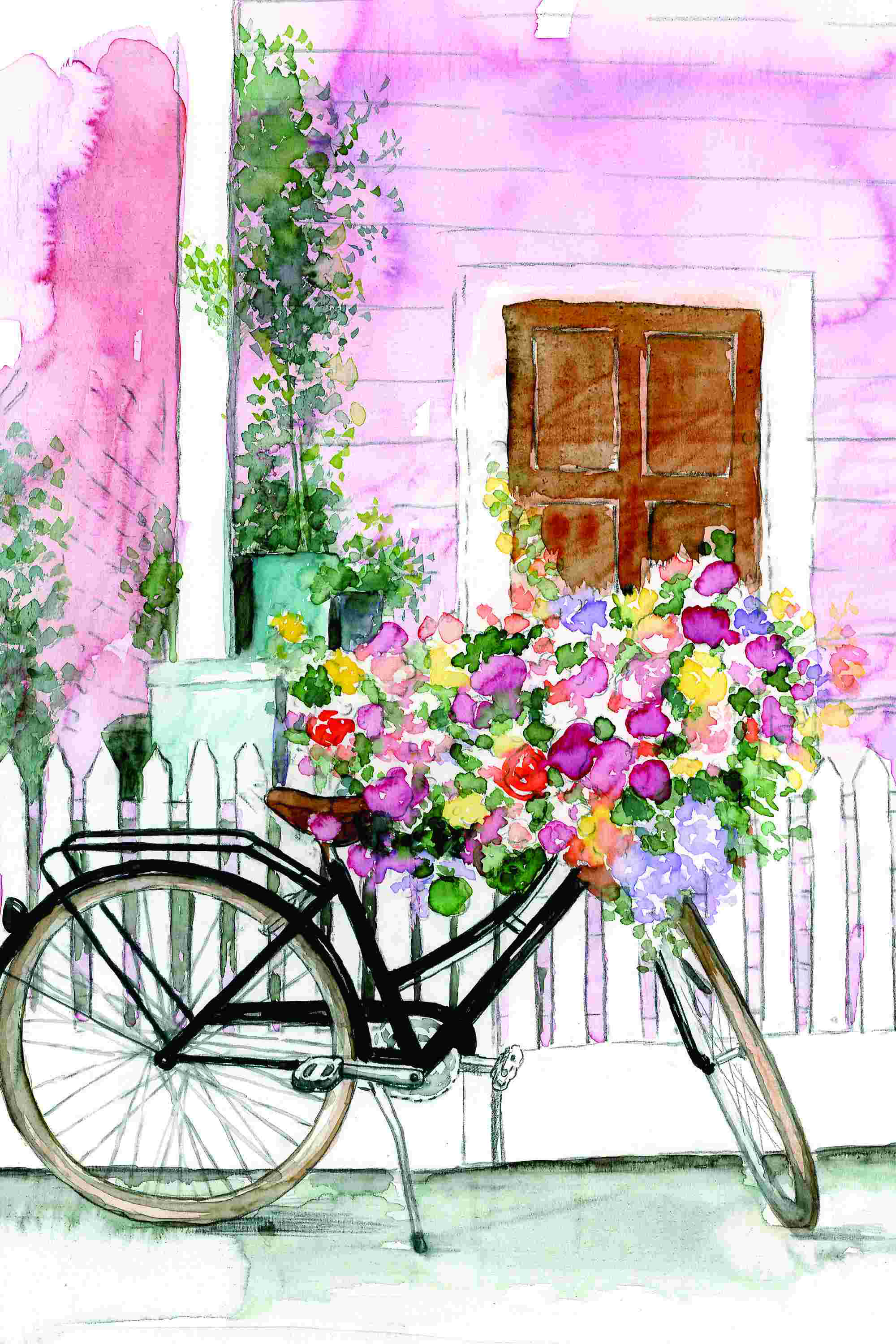 Winston Porter Spring Bike Ride Flower Basket - Wrapped Canvas Painting | Wayfair