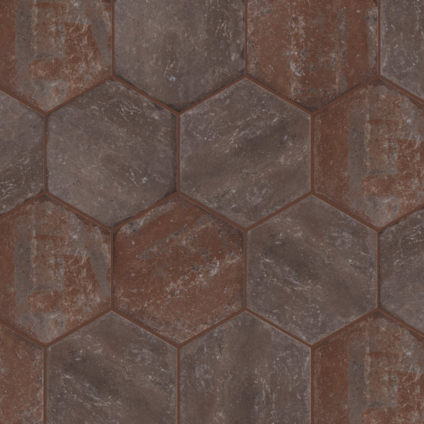 Merola Tile Brickyard Hex 8-1/2 In. X 9-7/8 In. Porcelain Rustic Wall ...