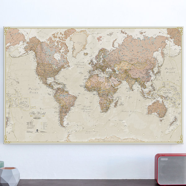 East Urban Home Antique World Map - Wrapped Canvas Graphic Art ...