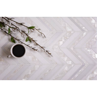 Belluno Designs Luna 1" x 3" Marble Herringbone/Chevron Mosaic Wall ...