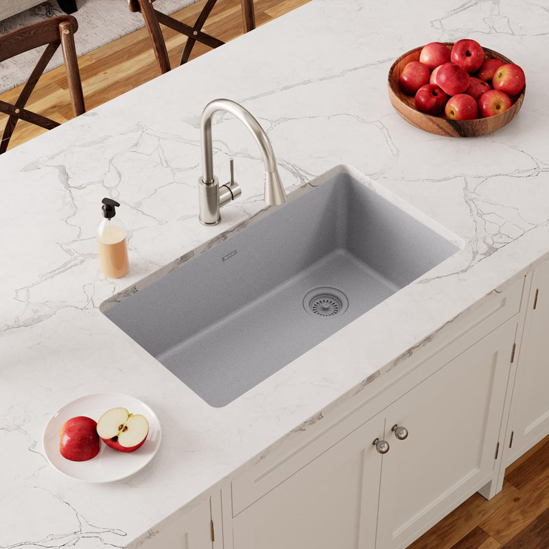 Elkay 18.75'' W Single Bowl Quartz Undermount Kitchen Sink with 1 ...
