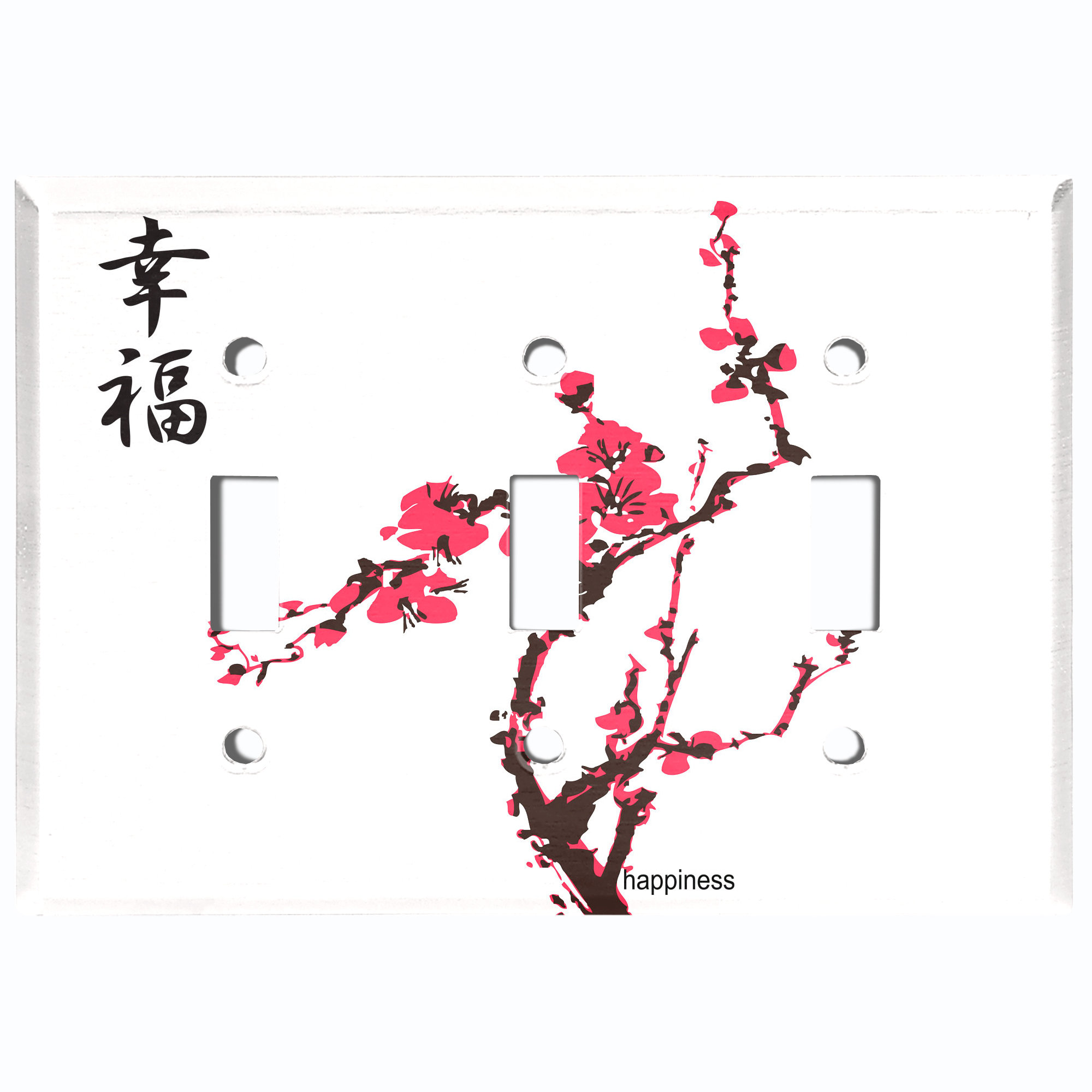 WorldAcc Japanese Sakura Flower Painting Tree Happiness 3-Gang Toggle ...