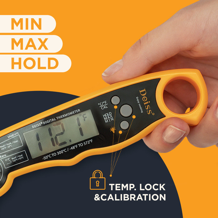 DEISS Pro Ultra Fast Digital Meat & Cooking Waterproof Thermometer with ...