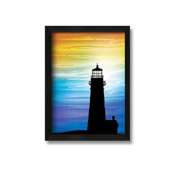 Longshore Tides Lighthouse Rainbow Skies Framed Print - Single Picture ...
