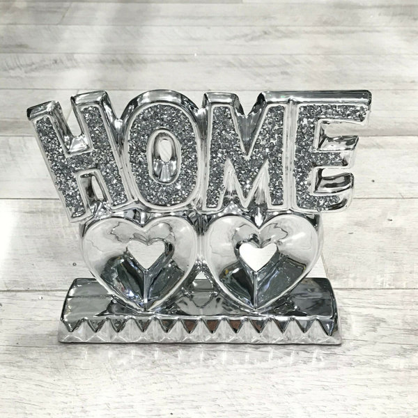 Rosdorf Park Buckingham Crushed Diamond Double Heart Home Letter Block ...