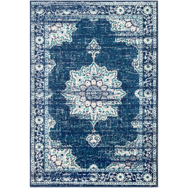 Bungalow Rose Ramsay Oriental Navy/Cream Area Rug & Reviews | Wayfair