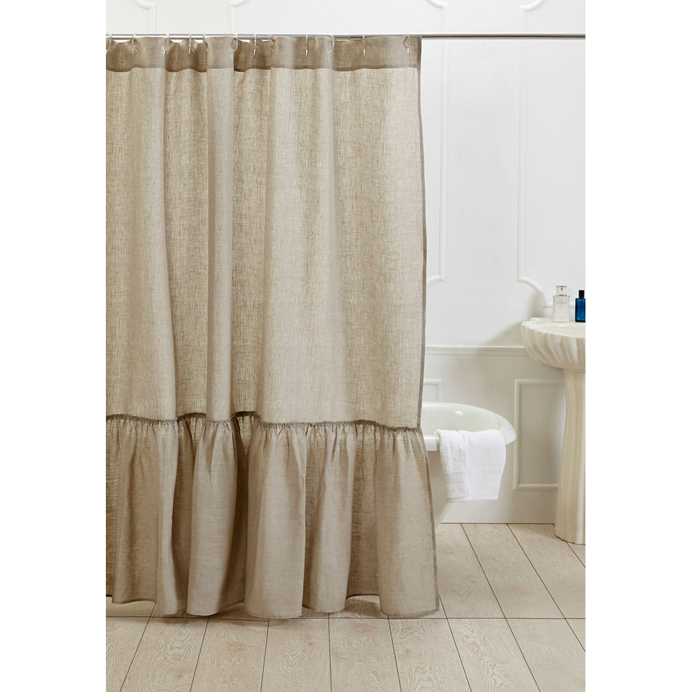 Gracie Oaks Analyssa Linen Solid Color Single Shower Curtain Hooks