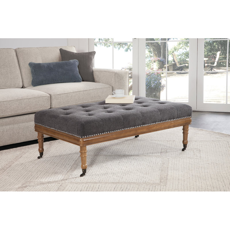 Charlton Home® Barquero Woodland Upholstered Diamond Tufted Ottoman ...