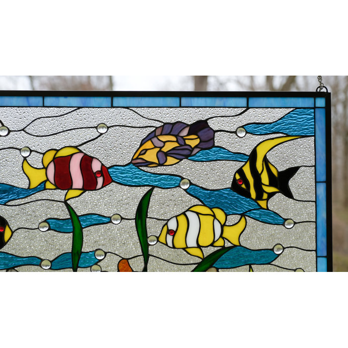 Rosecliff Heights Fish Under the Sea Stained Glass Window Panel | Wayfair