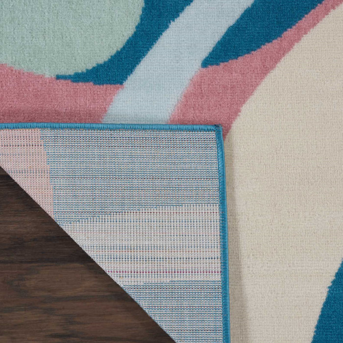 Wrought Studio Lindall Performance Blue/Pink Rug & Reviews | Wayfair