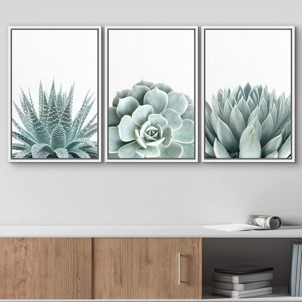 IDEA4WALL Green Succulent And Cactus Variety Wilderness Nature Framed ...