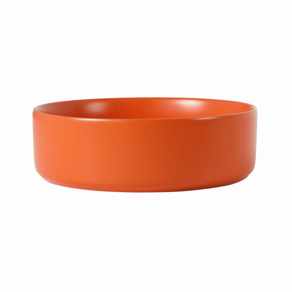 Jeltyprey 15.7'' Ceramic Circular Vessel Bathroom Sink with Overflow ...