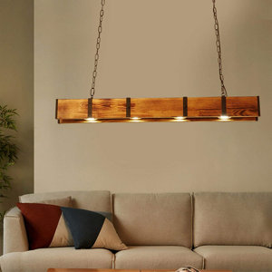 17 Stories Asahi 4-Light Industrial Loft Style LED Linear Rust Wood And ...