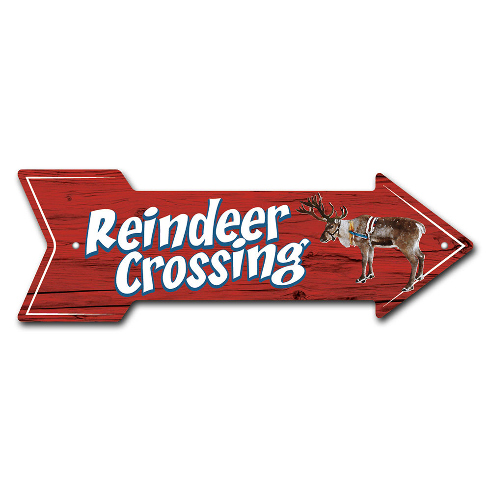 SignMission Reindeer Crossing Arrow Removable Decal Funny Home Décor 18 ...