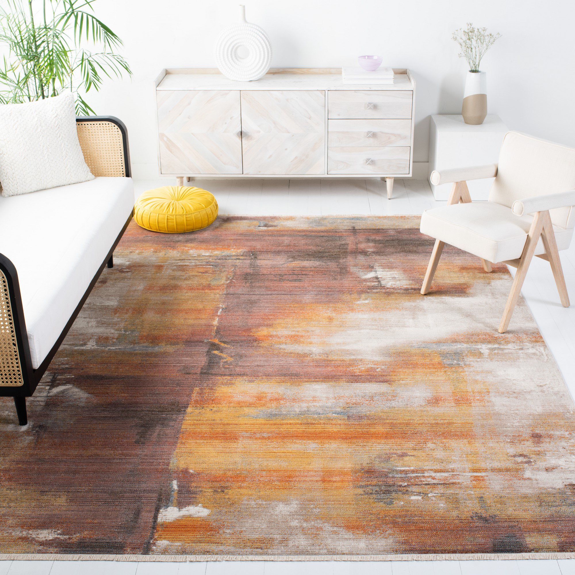 17 Stories Flatweave Performance Rust/Gold Rug | Wayfair