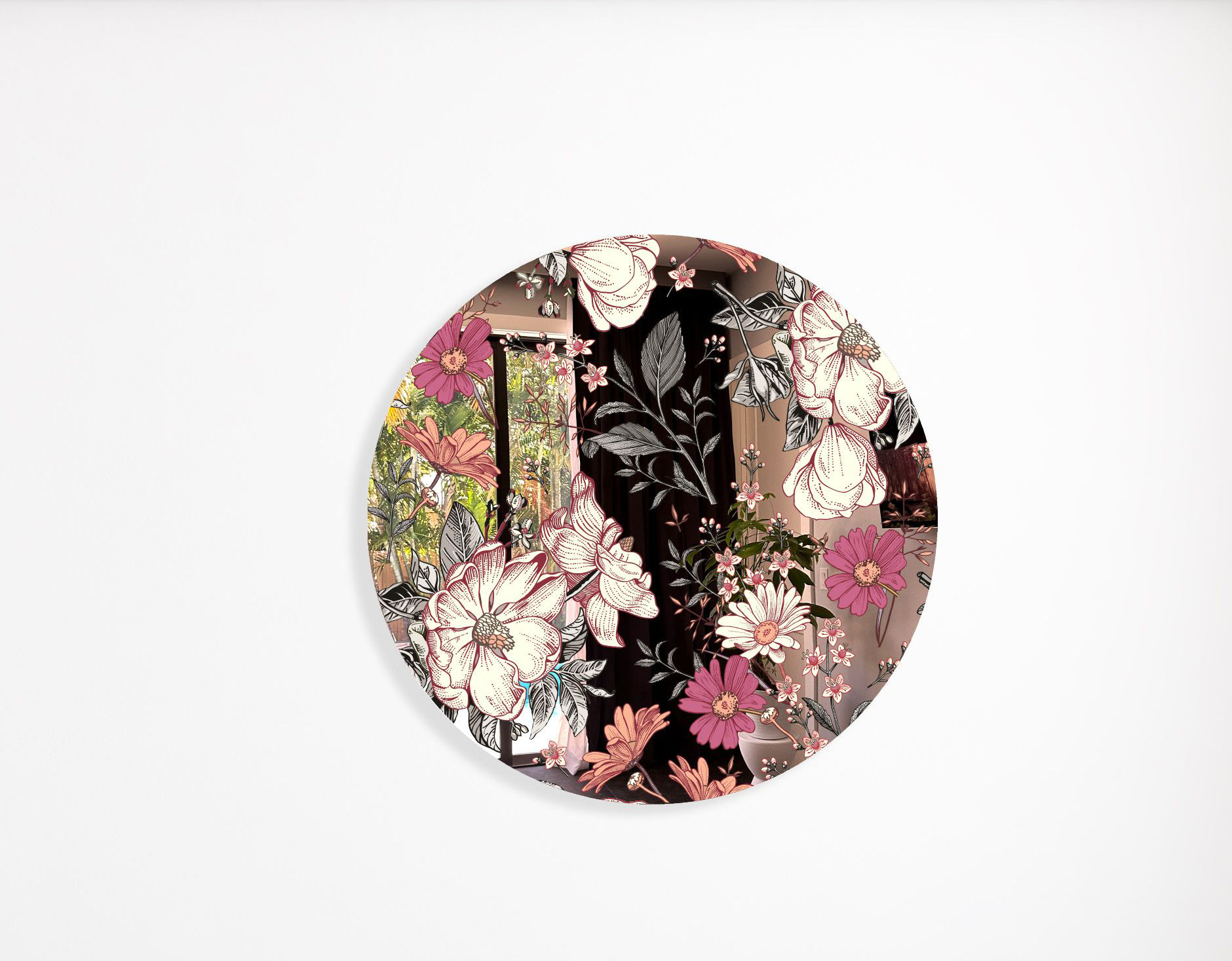 UniQstiQ Floral Pattern Mirrored Acrylic Circles | Wayfair
