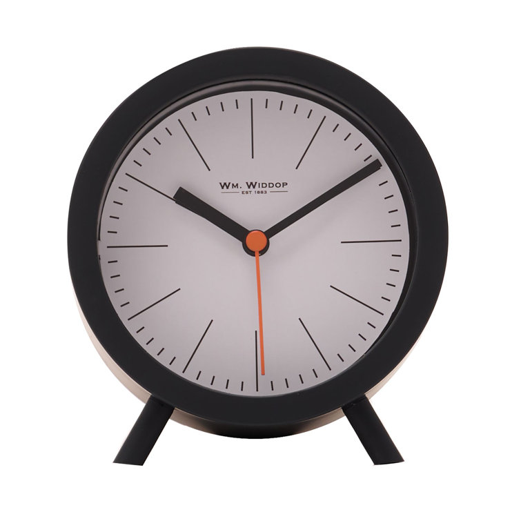 Wm Widdop Wm.Widdop Round Alarm Clock Sweep Movement With Feet - Black ...