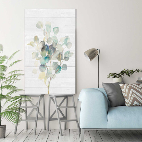 Ebern Designs Eucalyptus III On Shiplap - Print on Canvas | Wayfair