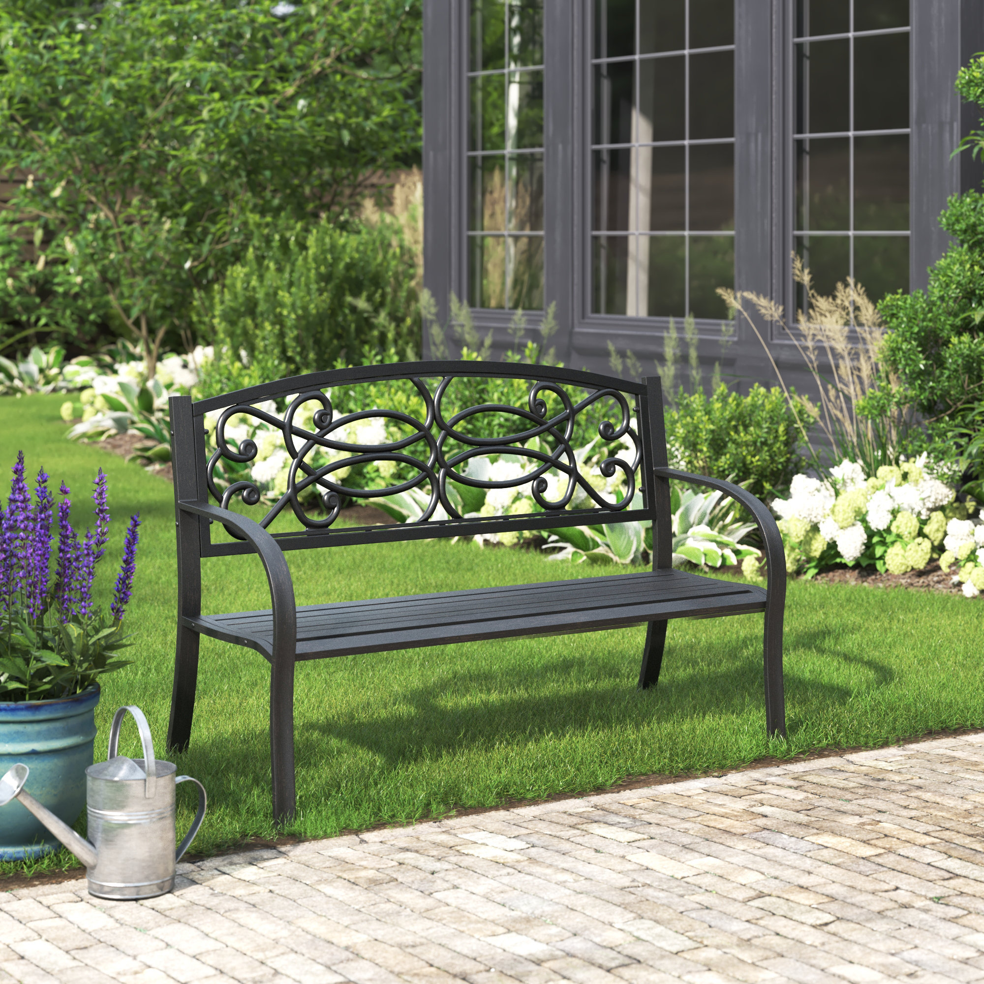 Three Posts™ Hilger Metal Outdoor Bench | Wayfair