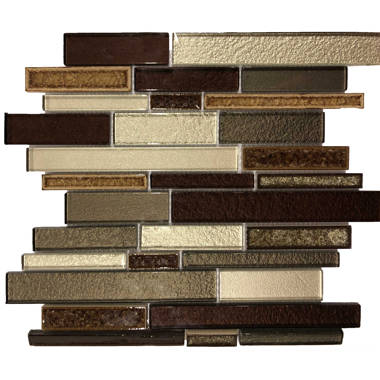 Mango Tile Glacier 12" x 12" Natural Stone/Glass Brick Joint Mosaic ...