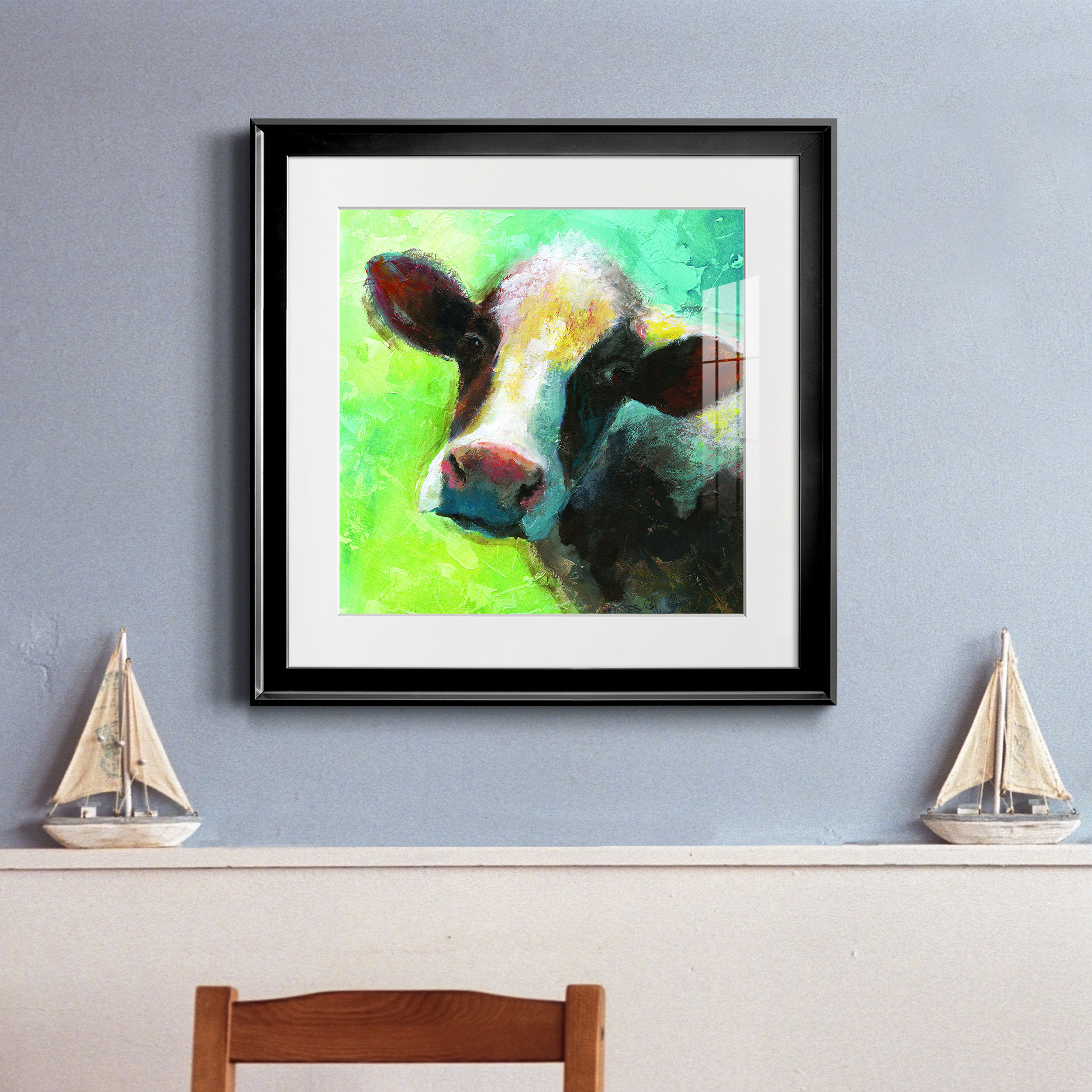 August Grove® Colorful Quirky Cow - Picture Frame Print | Wayfair