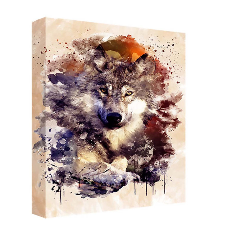 Maturi Abstract Timber Wolf Animal Canvas Print Wall Art 30" X 20 ...